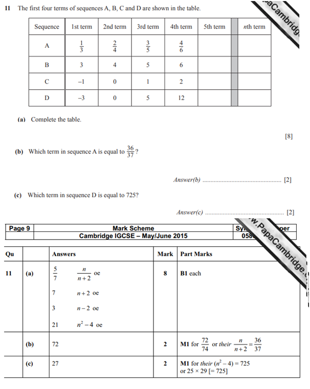 SEQUENCES IGCSE :: Gymnázium