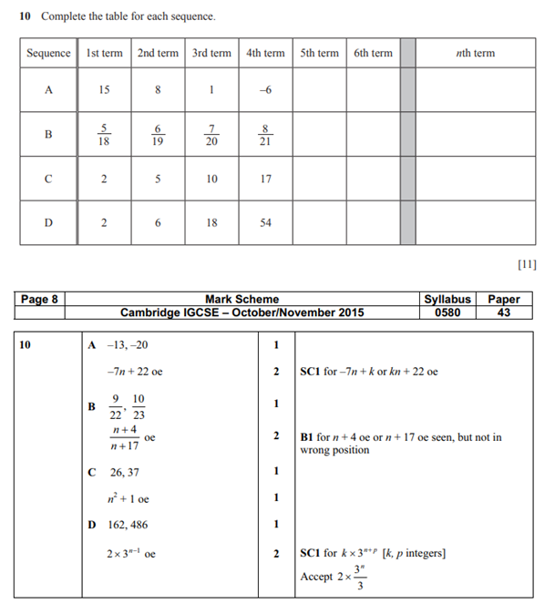 SEQUENCES IGCSE :: Gymnázium