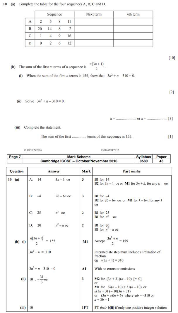 SEQUENCES IGCSE :: Gymnázium