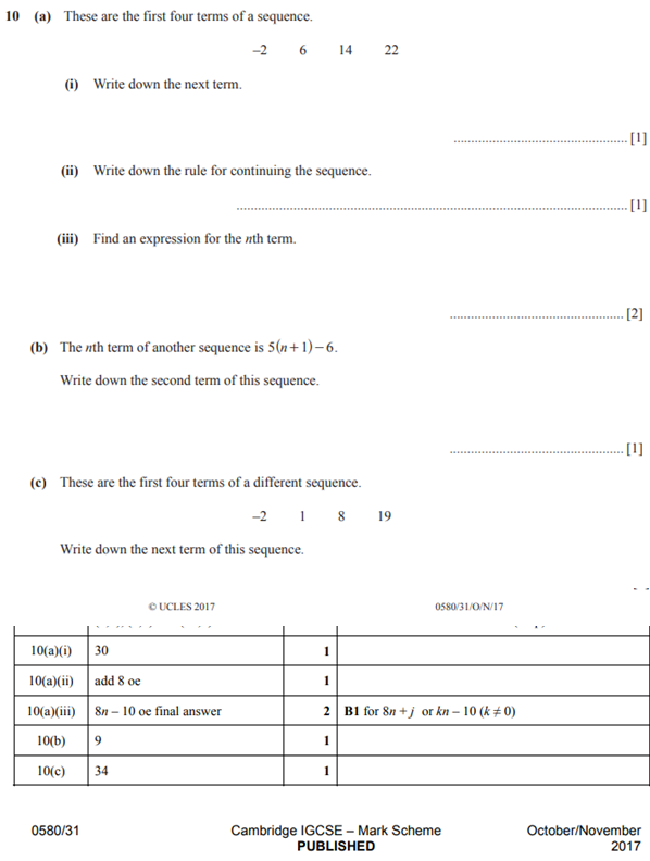 SEQUENCES IGCSE :: Gymnázium