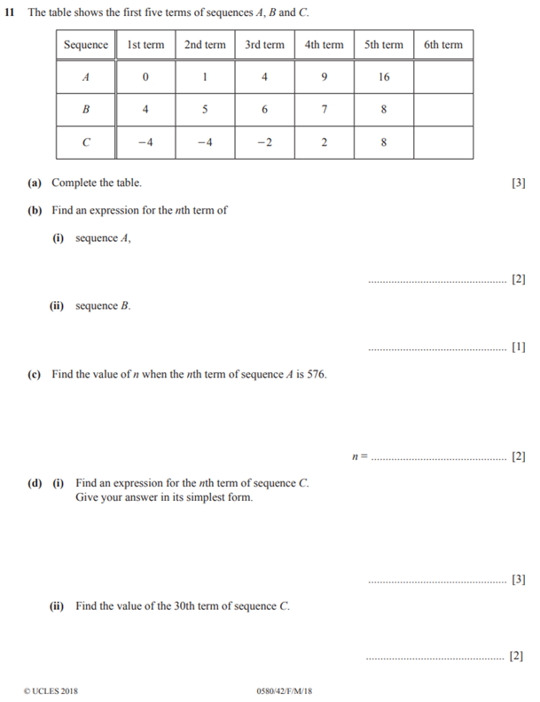 SEQUENCES IGCSE :: Gymnázium